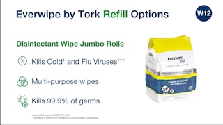 Everwipe by Tork Disinfectant Wipe Jumbo Rolls White 2/800